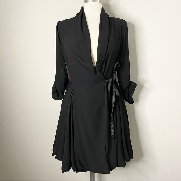 Double Zero | Dresses | Double Zero Sheer Sleeve Balloon Pleat Wrap ...